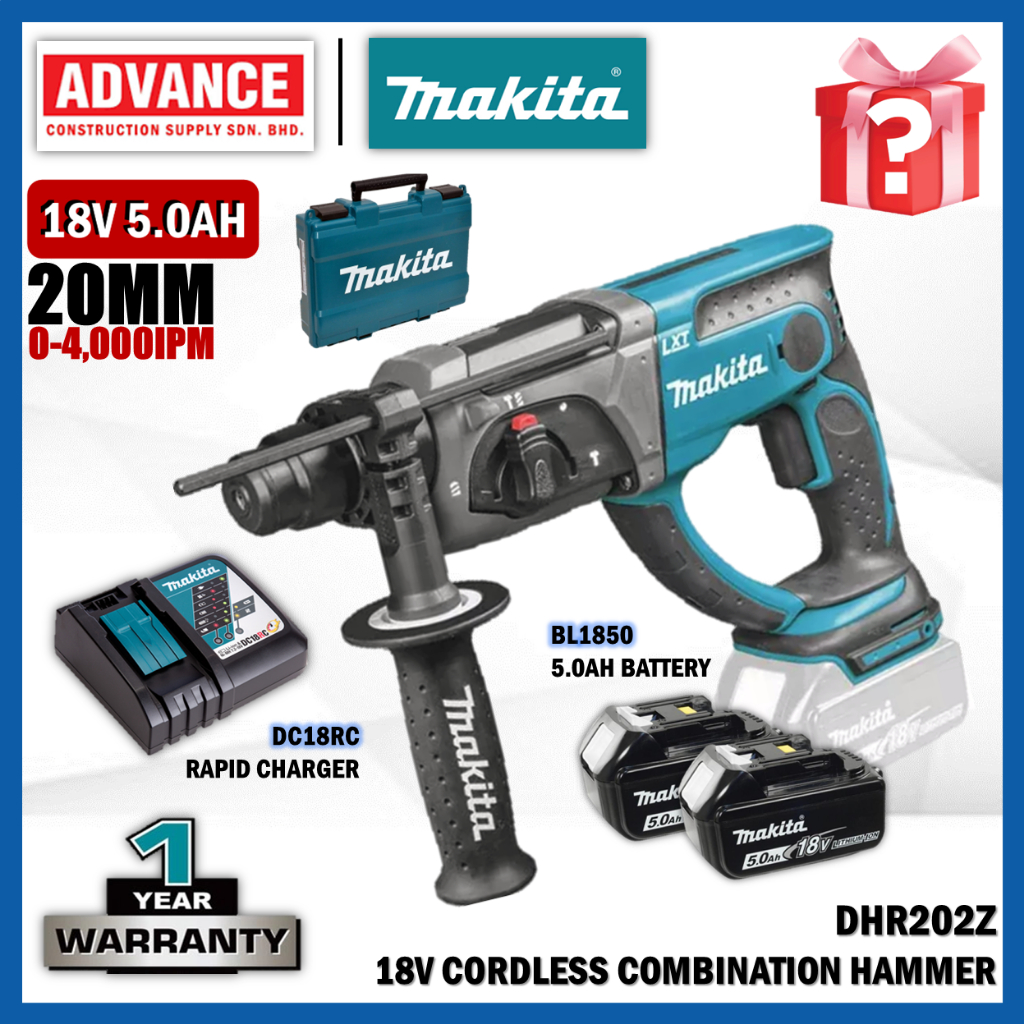 MAKITA DHR202Z / DHR202RFE 18V Cordless Combination Hammer 20MM (13/16 ...