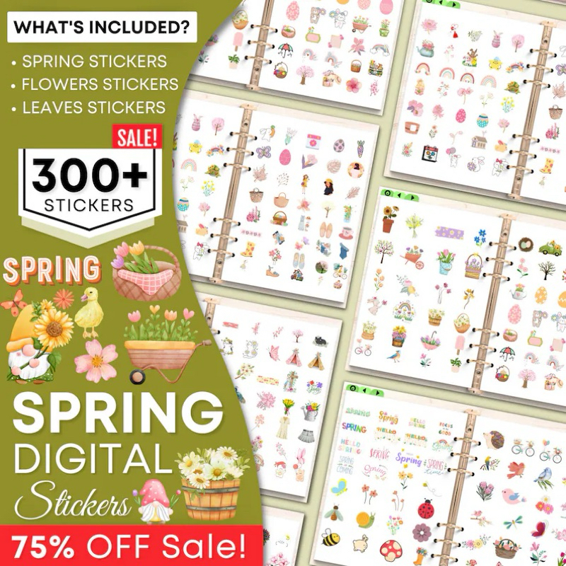 Spring Season Digital Stickers - GoodNotes Stickers, Digital Planner ...