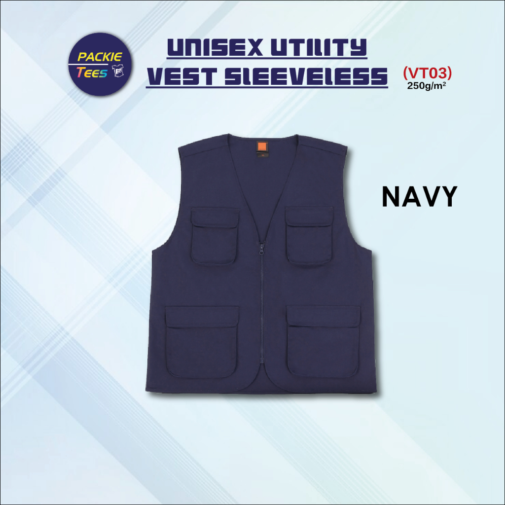 VEST VT0301 NAVY BLUE 100% POLYESTER CANVAS FISHING HUNTING CAMPING ...