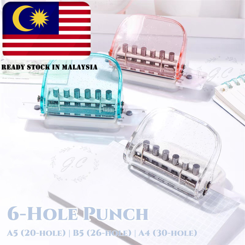 INS 6-hole Puncher A5/B5/A4 Size 20/26/30 Holes Loose Leaf Binding Comb ...