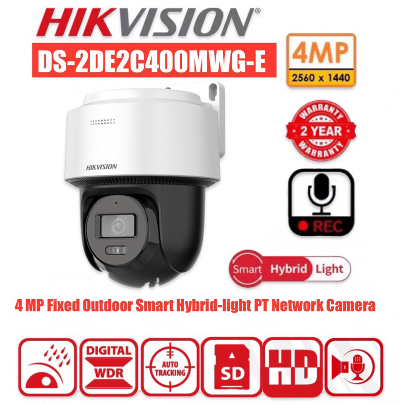 HIKVISION CCTV DS-2DE2C400MWG-E 4MP Fixed Outdoor Smart Hybrid-light PT Network Camera | Shopee ...