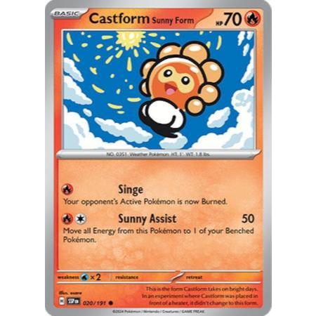 Castform Sunny Form / 020/191 / Reverse Holo & Common / Scarlet & Violet Surging Sparks Pokemon ...