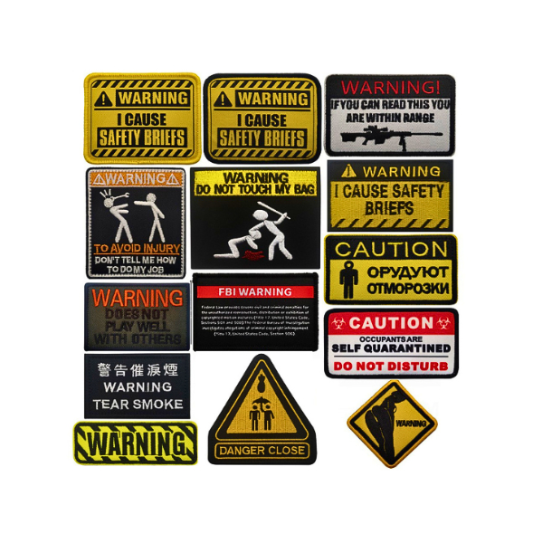 PH003 Warning Tactical Patch Connotation Personalized Logo Hook And Look Embroidered Velcro ...