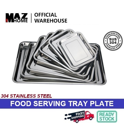 High Quality SUS304 Extra Thick LARGE Serving Plate Rectangular Food ...