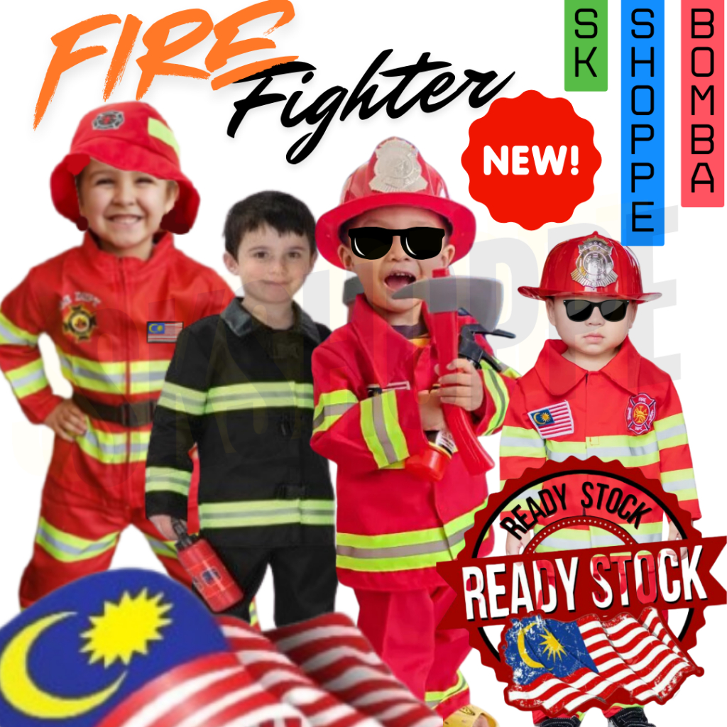 Perkerjaan Occupation Bomba Plain Costume Kids Fireman Malaysia Kostum ...