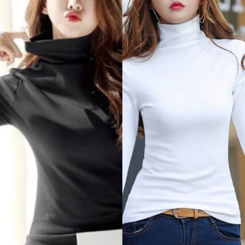 Muslimah Turtleneck Inner Baju Blouse High Neck Long Sleeve Top Turtle ...
