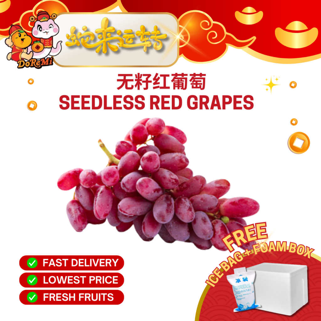 DoReMi Fruits Fresh Premium Red Grapes Seedless Starlight Grape Anggur ...