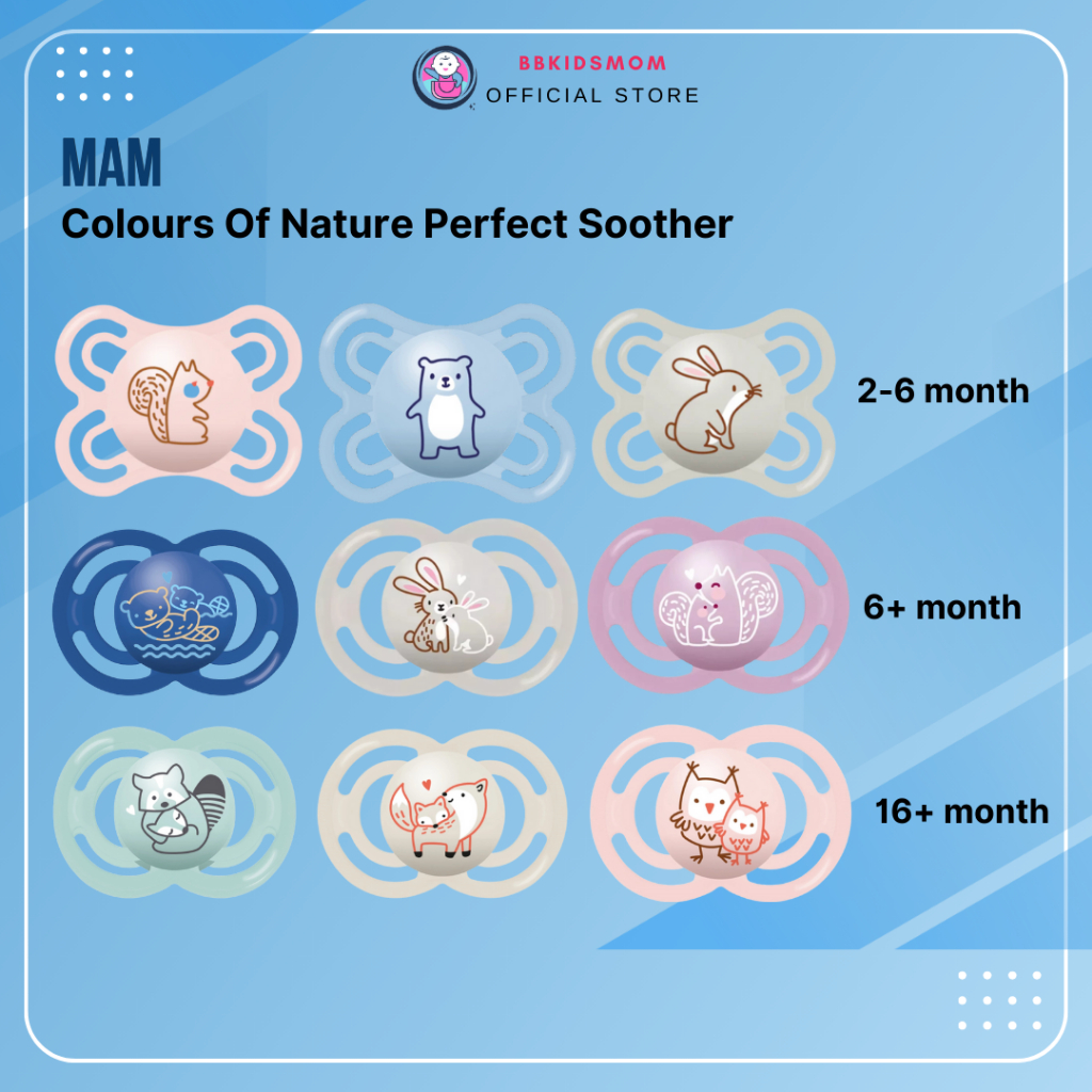 MAM Colours Of Nature Perfect Baby Soother Pacifiers 2-6m,6m+,16m ...