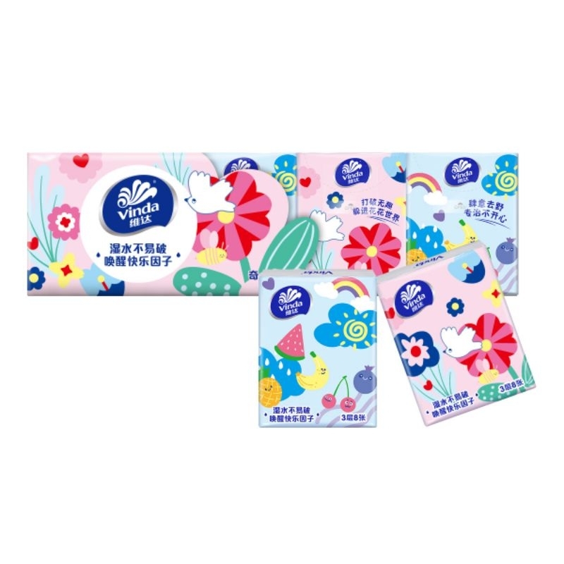Vinda Xtra Strong Pocket Tissues - 3 ply - 210mmX210mm - 8 sheets/pack ...