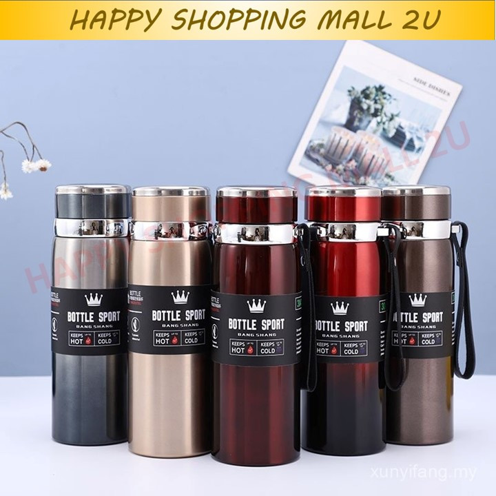 Keluli Tahan Karat 1000ML Botol Termos Portable Sling Cawan Air Vakum Kapasiti Besar 1L Thermos ...