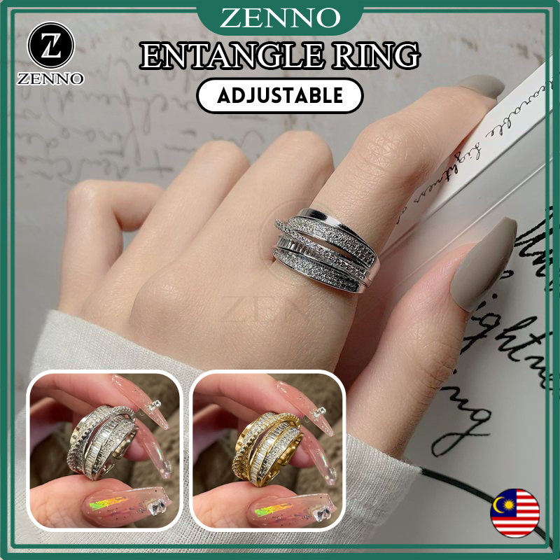 Zenno 10MM Adjustable Entangle Ring For Women Simple Women Ring Casual ...