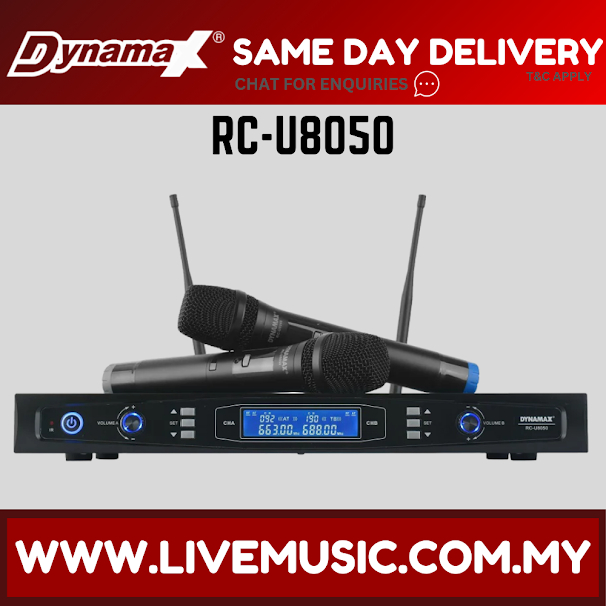 DYNAMAX RC-U8050 Dual UHF Wireless Microphone ( RC U8050 / RCU8050 ...
