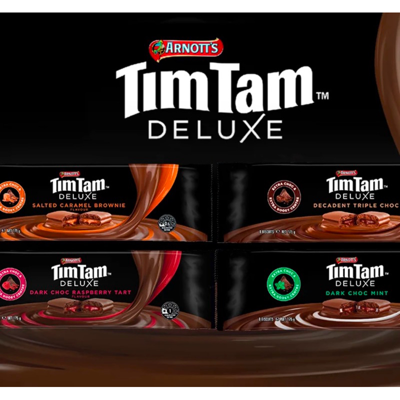 Tim Tam Deluxe Dark Chocolate Mint/Salted Caramel Brownie Biscuit ...