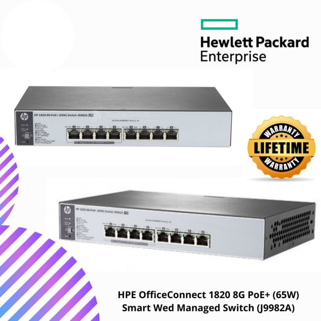 HPE OfficeConnect 1820 8G PoE+ (65W) Smart Wed Managed Switch (J9982A ...