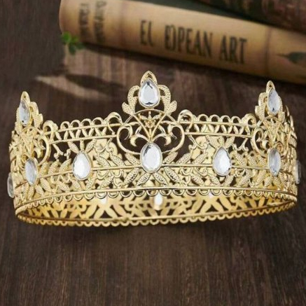 Men's Simple Round Crown,European and American Style Golden King ...
