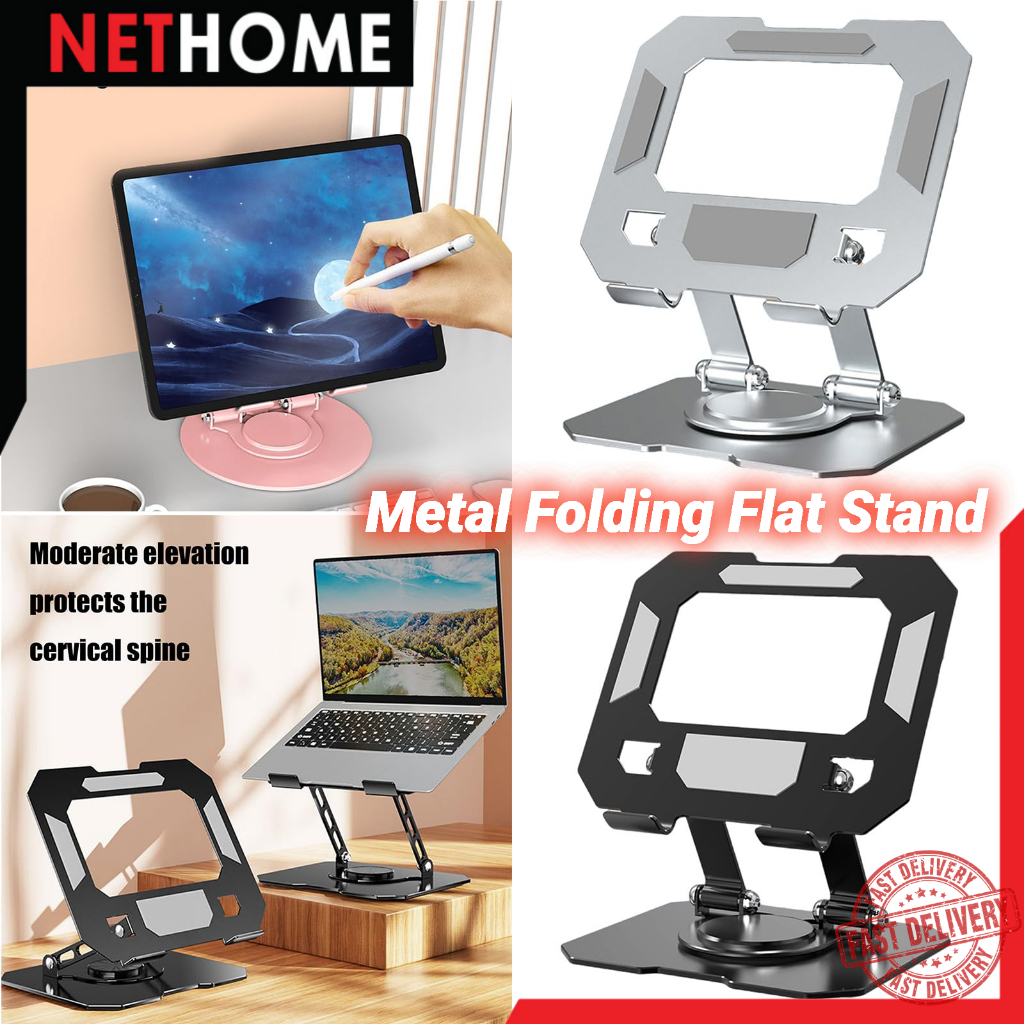 360° Rotating Base Full Metal Square Bottom Tablet Stand,Foldable ...