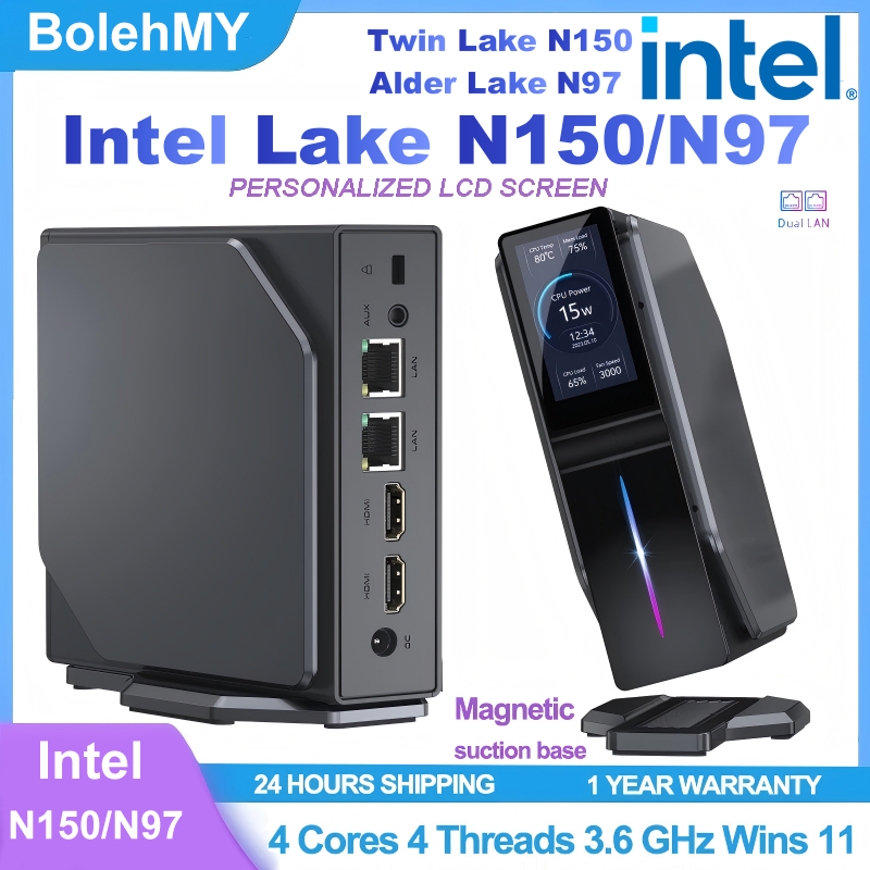 S1 Intel Twin Lake N150/ Alder Lake N97 Dual Nic DIY LCD Display DDR4 ...