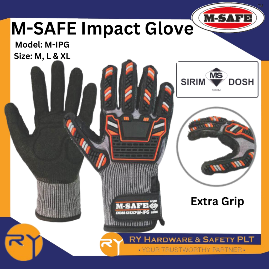 [SIRIM DOSH] M-SAFE M-IPG Impact Glove Protection Oil & Gas Offshore ...