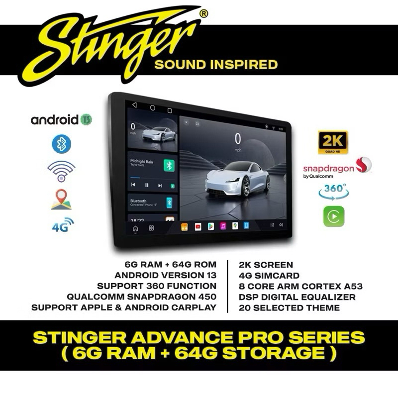 🇲🇾6RAM 64GB Stinger Advance Pro Series Snapdragon 2K DSP 8 CORE CAR ...