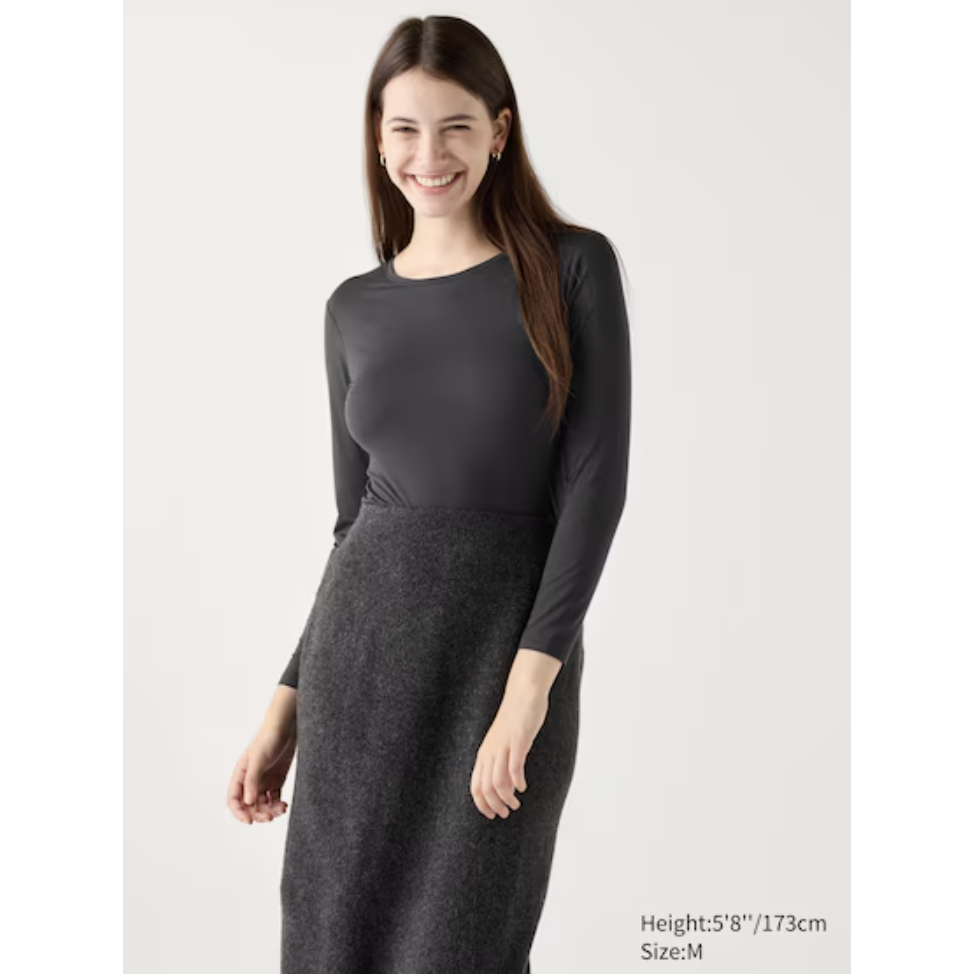 Women HEATTECH Crew Neck T-Shirt Long Sleeve Clothes Lingerie Underwear ...