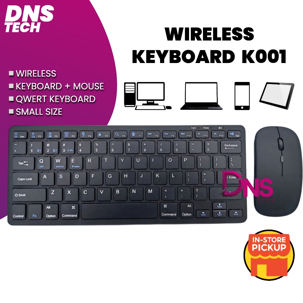 K001 Wireless Keyboard Mouse Set 2.4G + Bluetooth For iPad Tablet ...