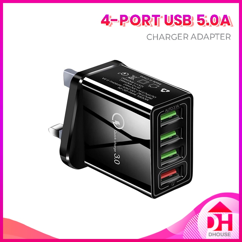 4-Port USB 5.0A QC Charge Universal Qualcomm Quick Hub Wall Fast ...