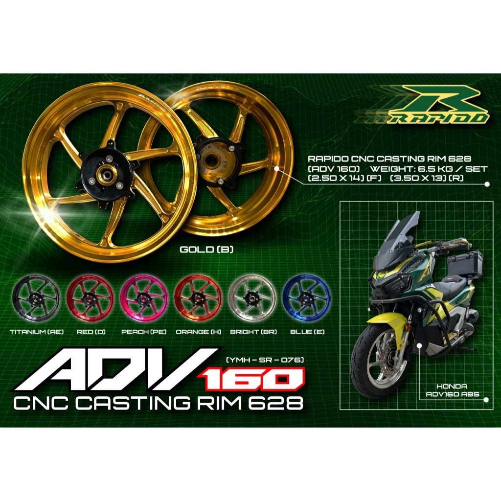 Rapido Sport Rim 628 CNC Casting Adv160 | Shopee Malaysia