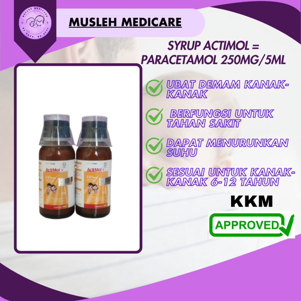 SYRUP ACTIMOL 250MG/5ML 60ML (UBAT DEMAM KANAK-KANAK 6-12TAHUN) | Shopee Malaysia