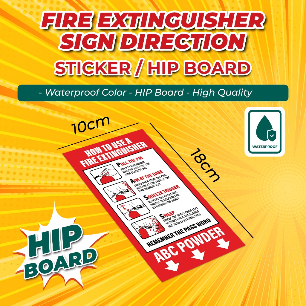 HOW TO USE FIRE EXTINGUISHER SIGN DIRECTION ALAT PEMADAM API | Shopee ...