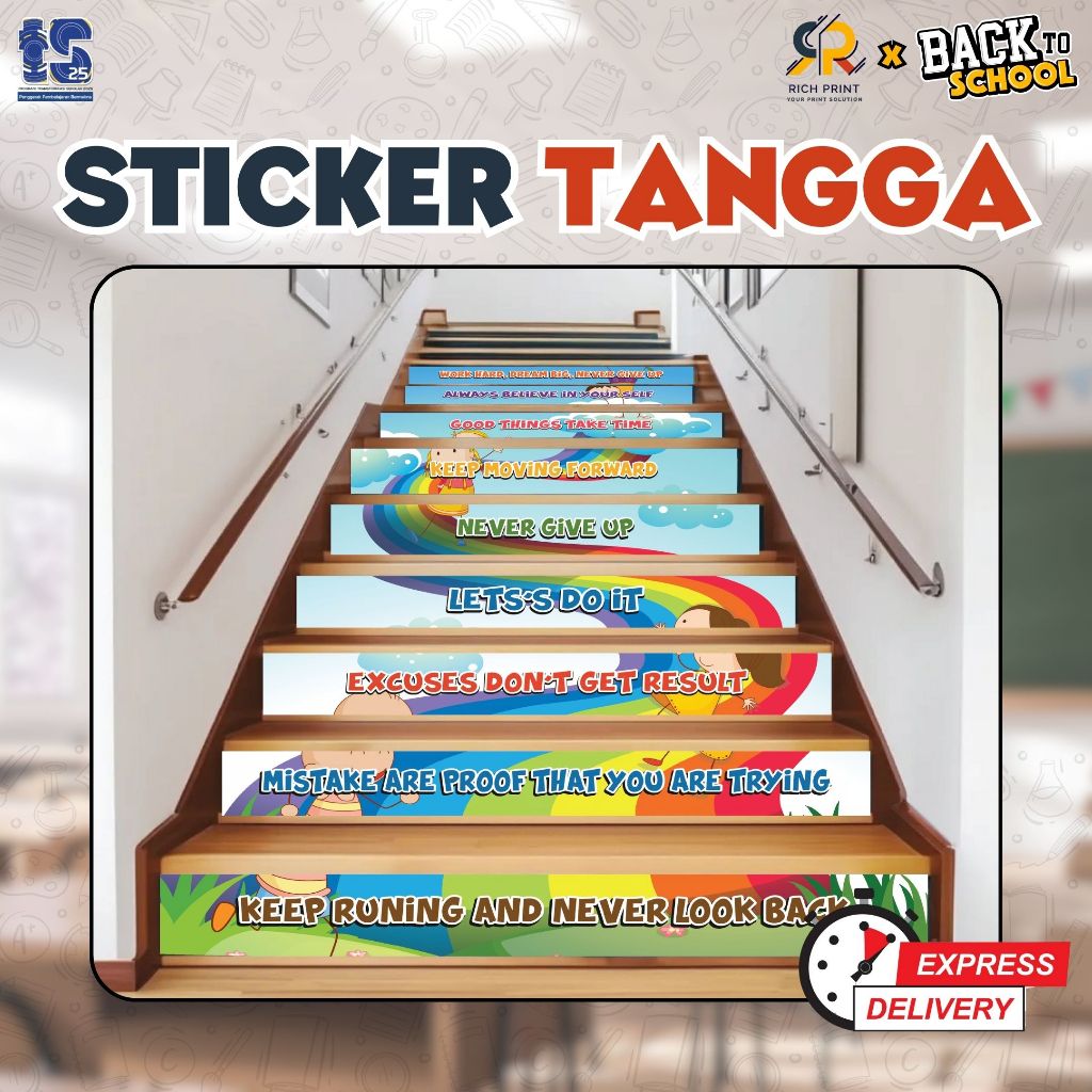 Sticker Hiasan Tangga Sekolah Set Keceriaan Kelas 2025 School ...