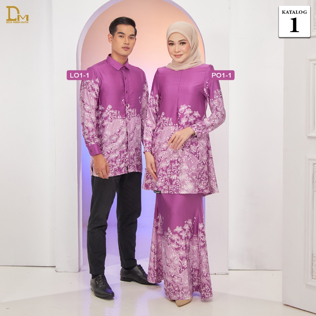 Desa Murni Batik - Baju Sedondon Kurung Batik Alana & Kemeja Batik DM 8.0 (Satin Valentino ...