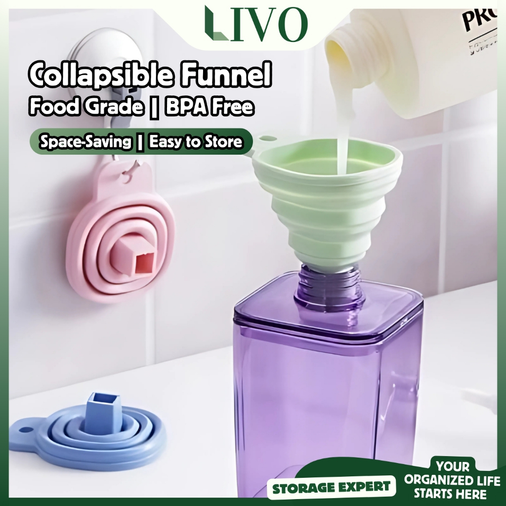 Funnel Collapsible Oil Food Grade BPA Free Silicone Hopper Foldable ...