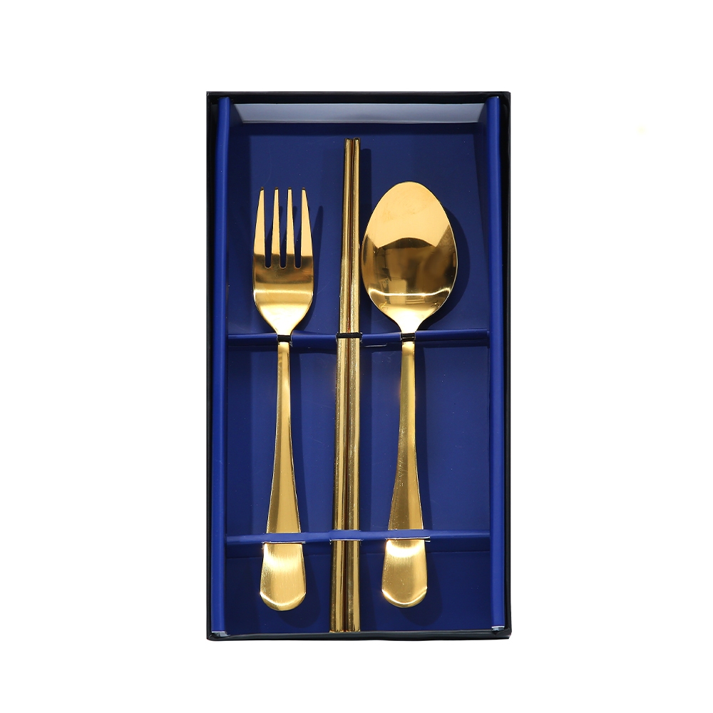 Felli Stainless Steel 18/0 Arezzo Gold Cutlery & Chopstick Set (3 Pcs ...