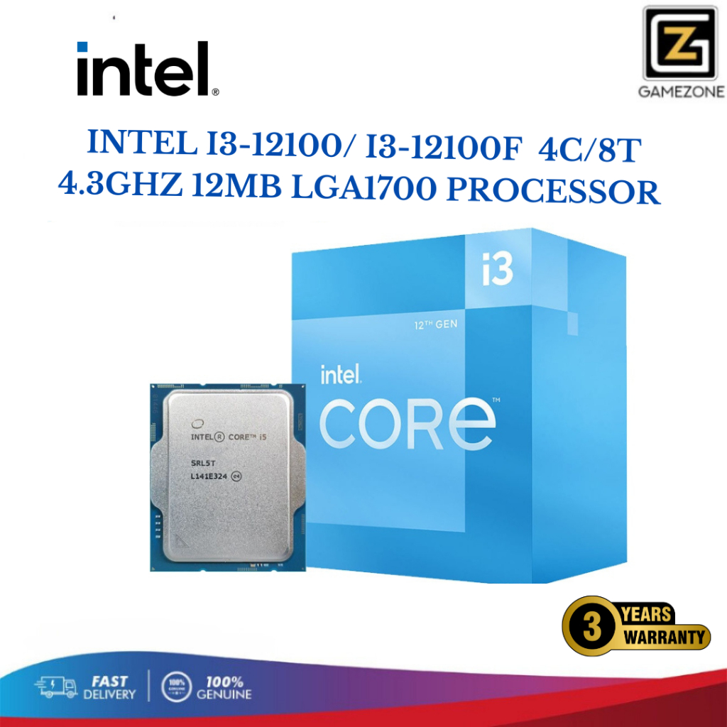 INTEL I3-12100F / I3-12100 4.3GHZ 12MB CACHE LGA1700 PROCESSOR | Shopee ...