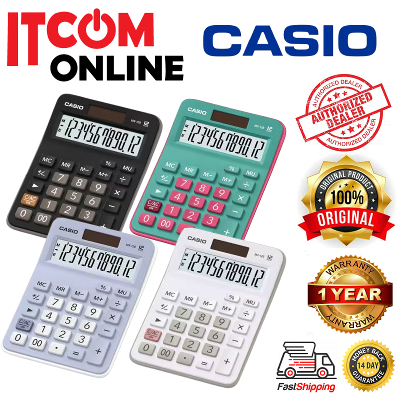 CASIO MX-12B PRACTICAL MINI DESK TYPE 12 DIGITS CALCULATOR MANY COLORS | Shopee Malaysia