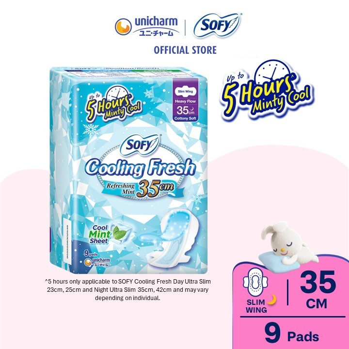 SOFY Cooling Fresh Night Slim Wing Sanitary Pad 35cm 9pcs | Shopee Malaysia