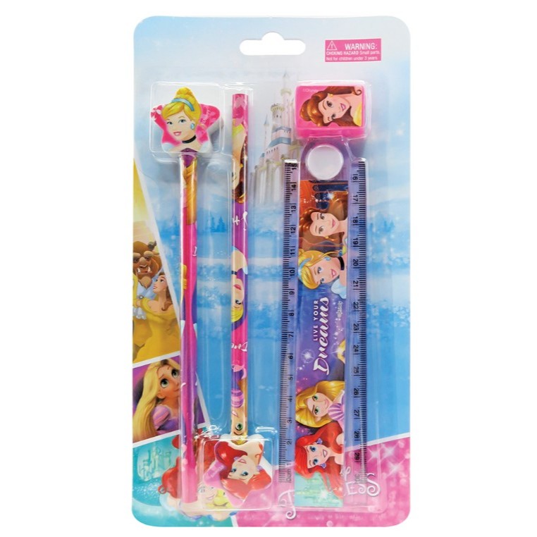 Original Disney Princess Stationery Set with Pencil, Foldable Ruler ...