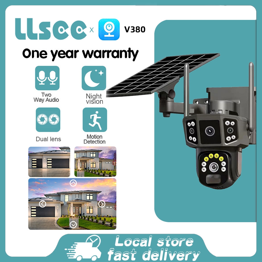 TIMI V380 PRO three screen 2 lens 4K 8MP solar camera 4G SIM card CCTV ...