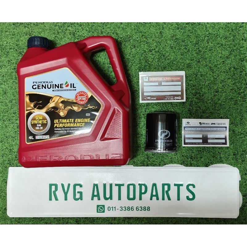 ORIGINAL PERODUA SM GRADE 5w30 ENGINE OIL 4L & OIL FILTER | Shopee Malaysia