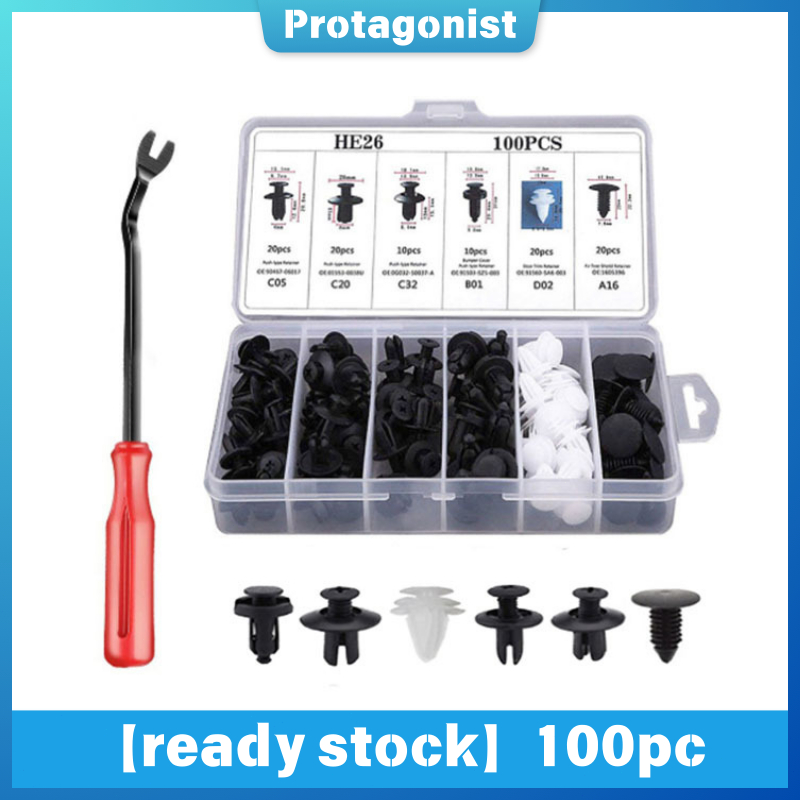 【Ready stock】100pcs Clip Trim Kit Car Push Pin Rivet Bumper Door Panel ...