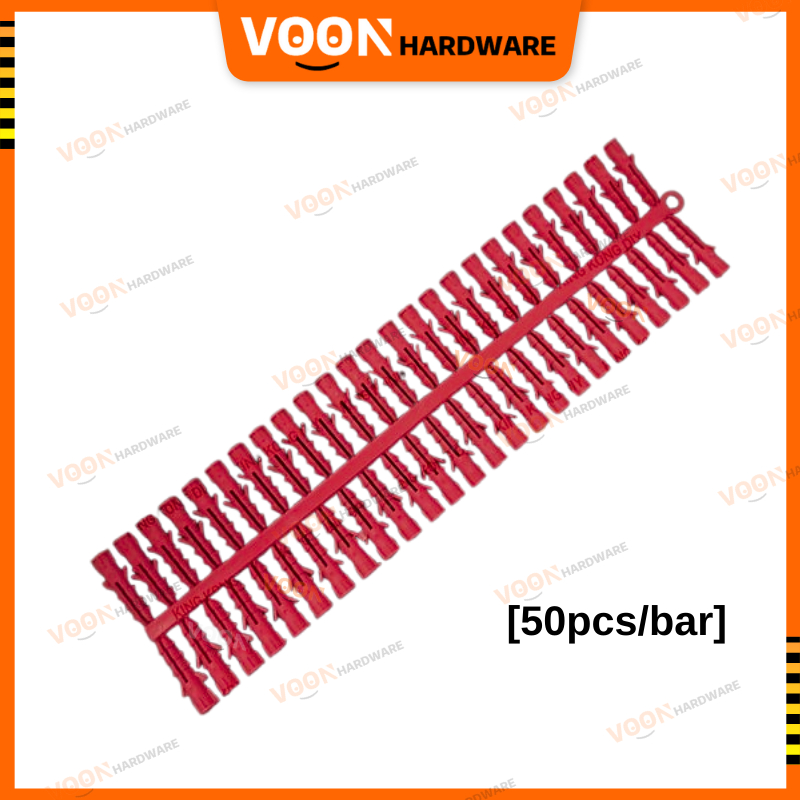 VOON 6mm PVC Wall Plug Red Plastic Nylon Plug Screw Cement Wood Wall ...