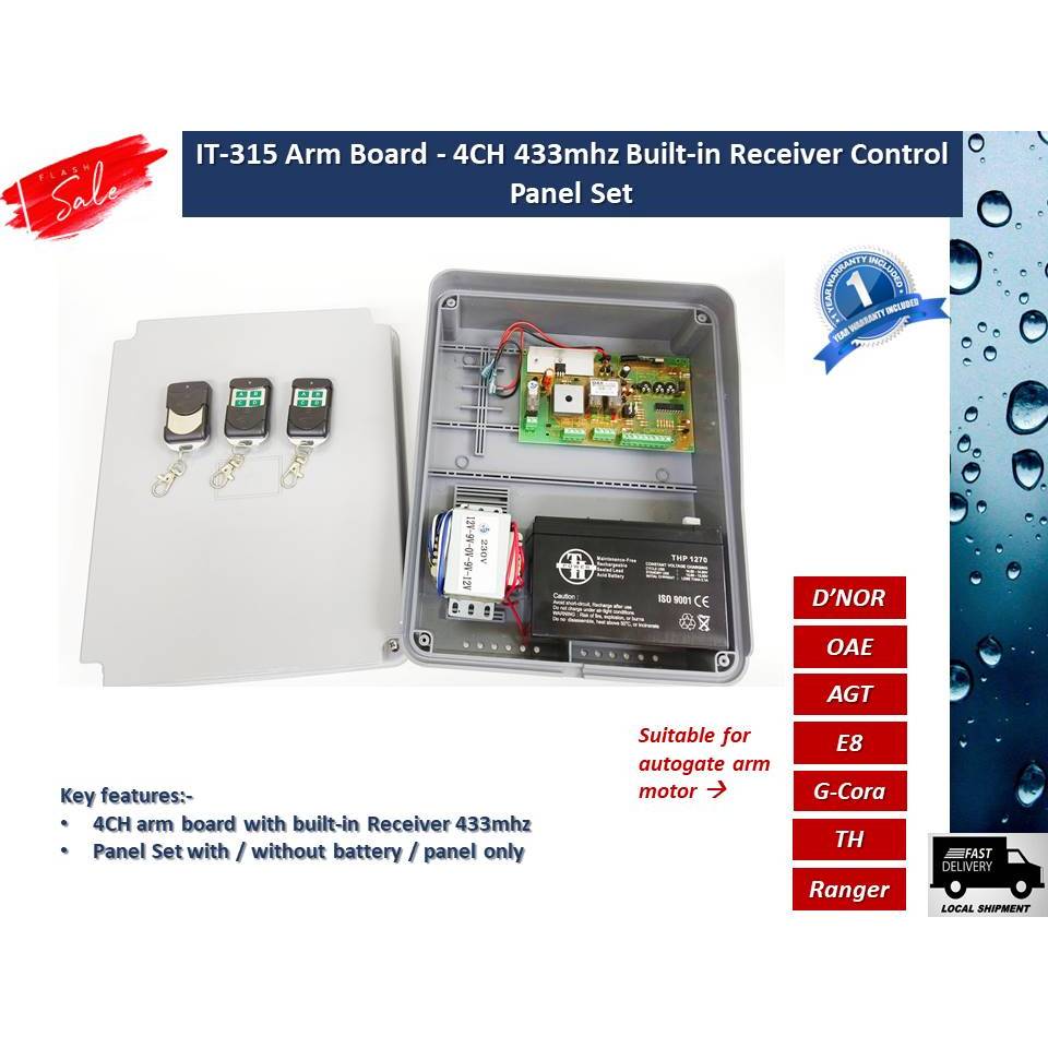 Autogate 4CH Control Panel Set - IT-315 Board + 4 Channel Remote Set ...