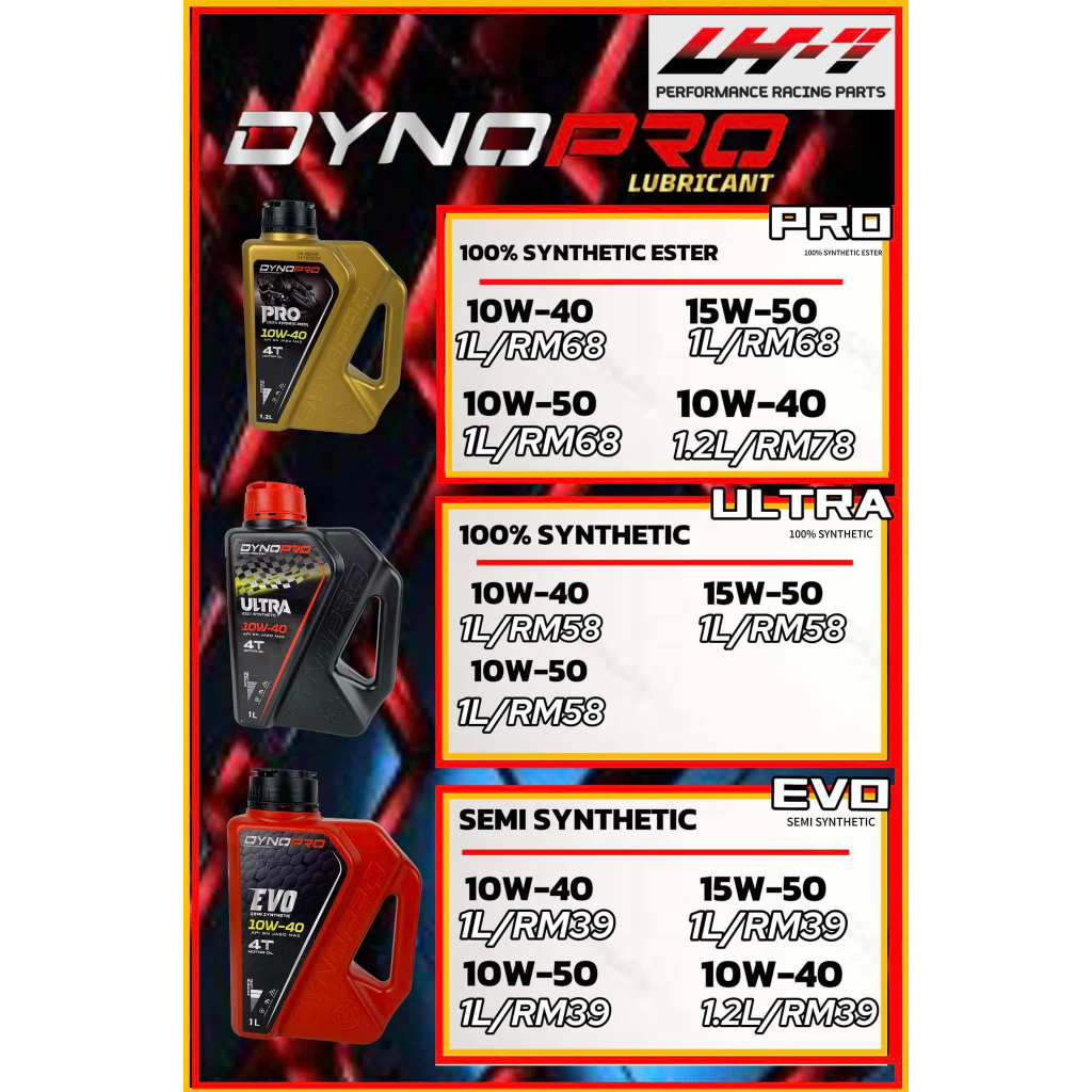 4T DYNOPRO RACING LUBRICANT 100% DYNO PRO SEMI SYNTHETIC / FULLY ESTER ...