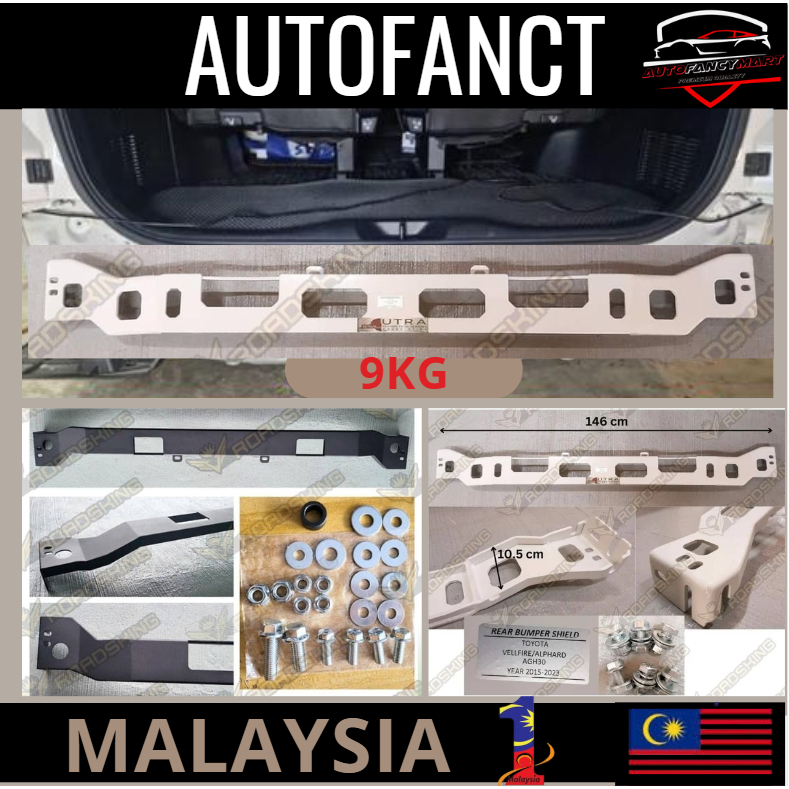 TOYOTA ALPHARD VELLFIRE REAR BAR AGH30 2015 2021 BLACK WHITE STEEL ANTI ...