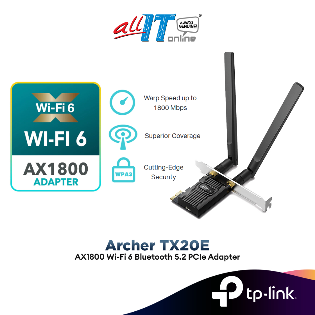 TP-Link Archer TX20E AX1800 Wi-Fi 6 Bluetooth 5.2 PCIe Adapter | Shopee ...