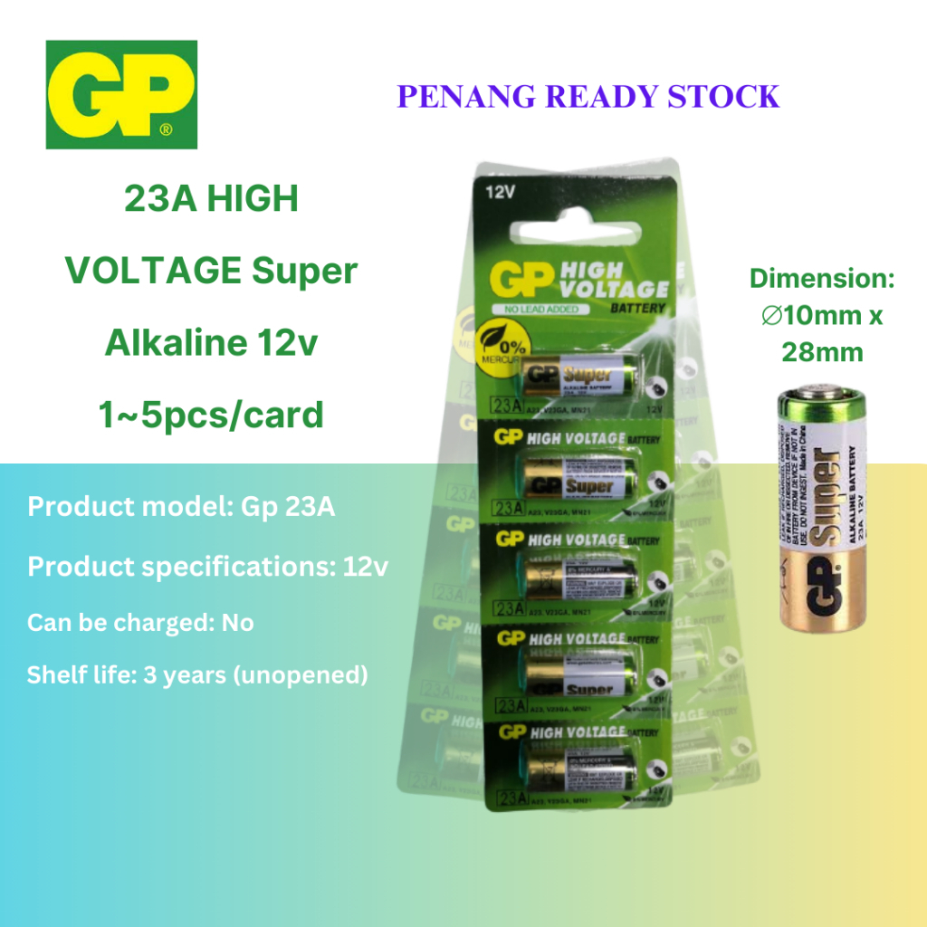GP 23A 27A High Voltage Super Alkaline Battery 12V A23 V23GA MN21 MN27 电池 Bateri | Shopee Malaysia