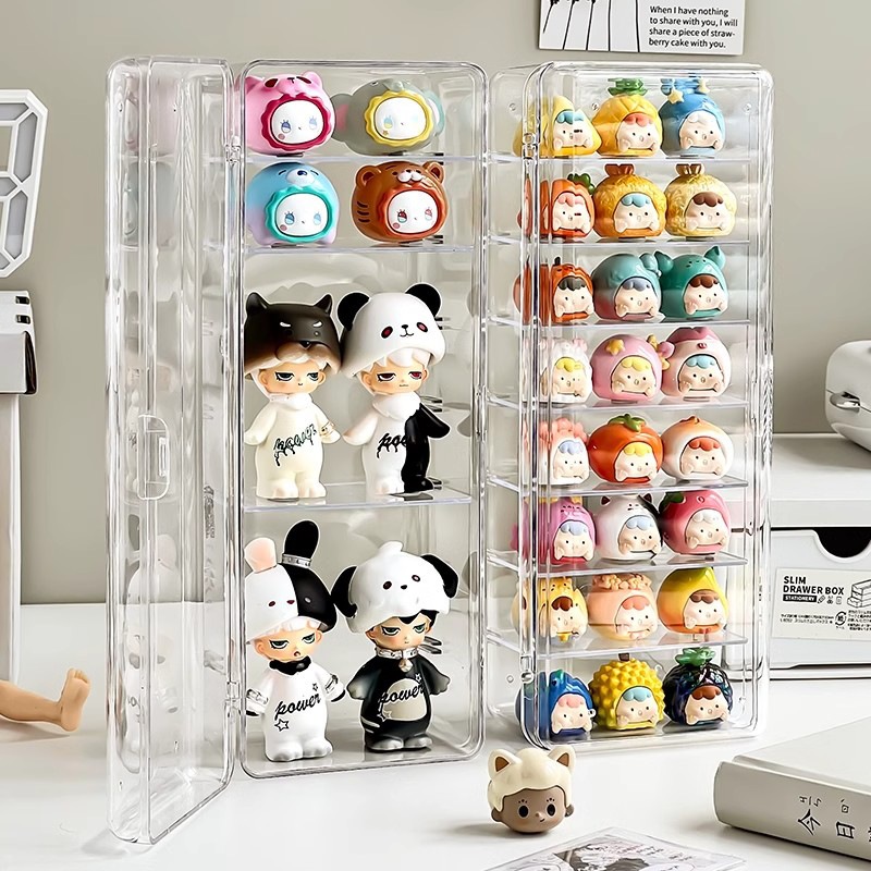Multi-Layer Transparent Arcylic Mini Dolls Display Stand Storage Box ...