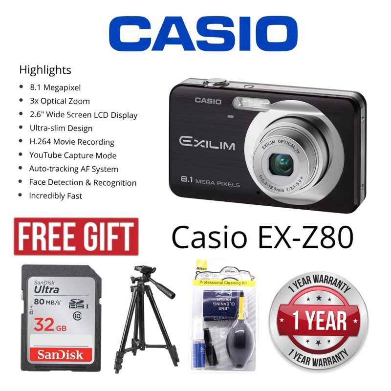 CASIO EX-Z80 CCD CAMERA DIGITAL CAMERA 1 YEARS WARRANTY | Shopee Malaysia
