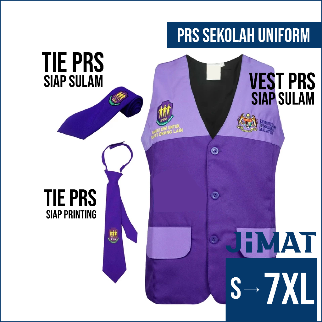 Vest & Tie PRS Siap Sulam Authentic l Pembimbing Rakan Sebaya I School Uniform Primary Secondary ...