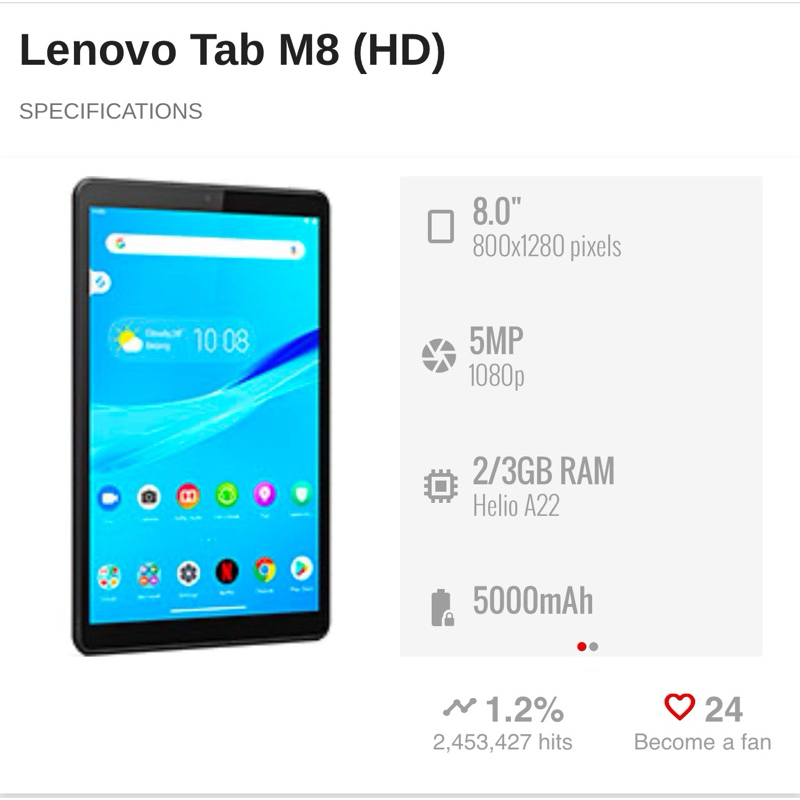Lenovo Tablet M8(HD) | Shopee Malaysia
